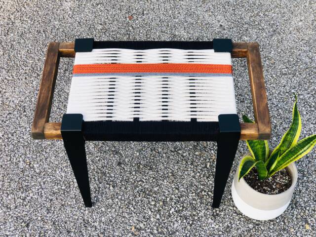 Hand-Woven Entryway Bench Mcm Style End Of Bed & Mudroom Seating ...