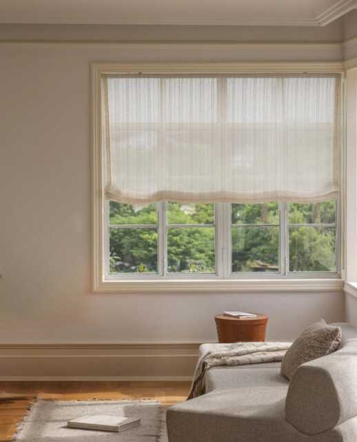 Many Colors, Striped Linen Blend Sheer Custom Soft Roman Shades With ...
