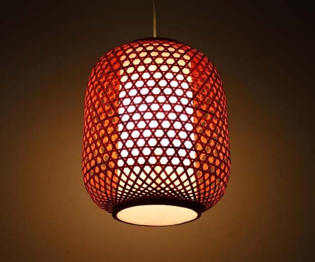 Red Bamboo Chandelier Handmade Southeast Asian Style Pendant Light by ...