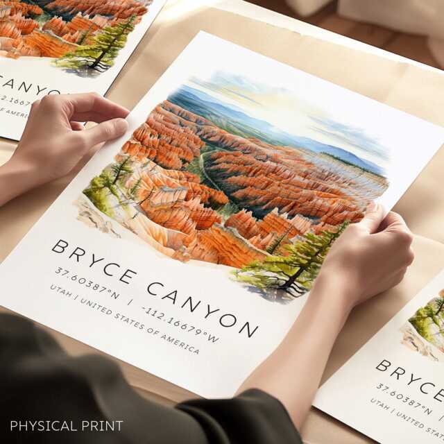 Usa National Parks Poster, Bryce Canyon Travel Print, Wateroclour Wall ...