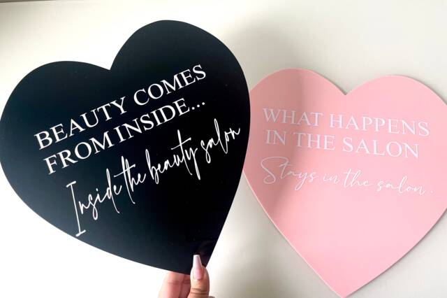 Heart Salon Wall Sign, Beauty Prop Decor, Heart Business Sign by Etsy ...