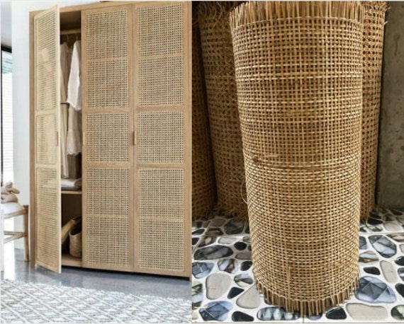 18'' Width, Dark/ White Radio/Square Cane Webbing Woven Mesh Bleached ...