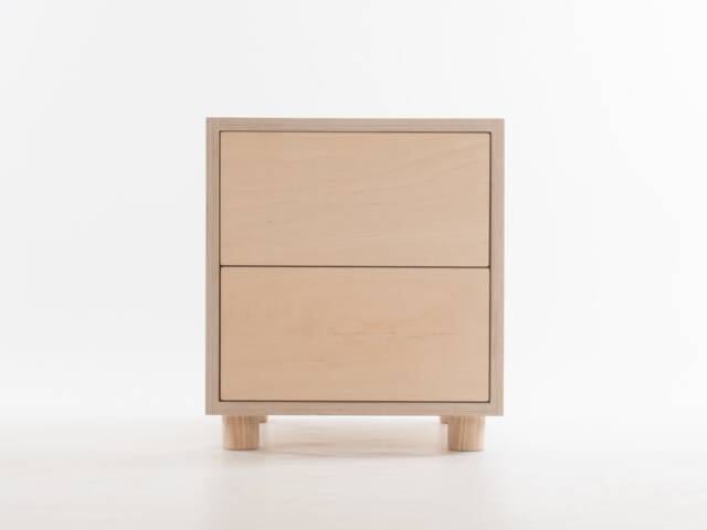 Box Side Table With Double Drawers // Ash Feet/Plinth Wheels - Baltic ...