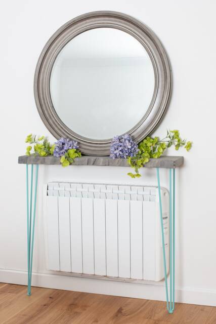 Grey Live Edge Wood Console Table With Hairpin Legs, Rustic Hallway ...