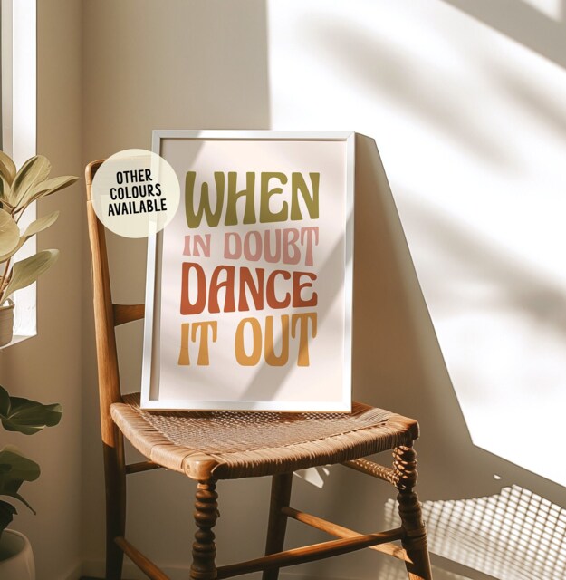 When in Doubt Dance It Out Print - Retro Groovy Quote Poster Funky ...