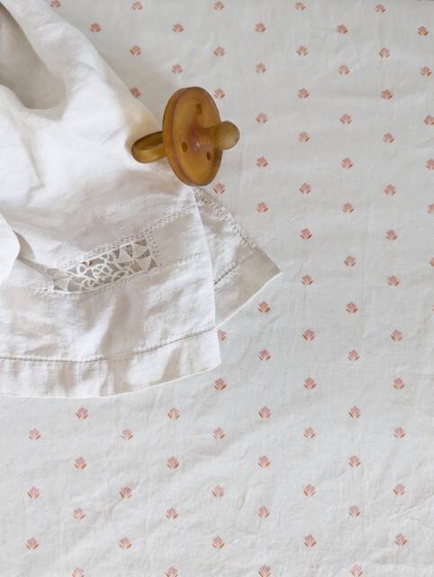 Florets Pink Ivory Organic Girls Crib Sheet Blush Daisy Block Print ...