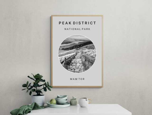 Mam Tor Peak District Travel Poster Dark Art Print by Etsy | ufurnish.com