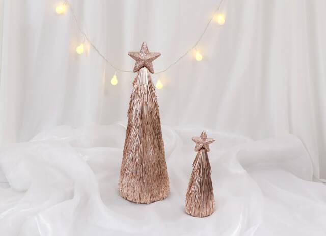 Tabletop Christmas Tree, Cone Tree With Star, Rose Gold Ornament For ...