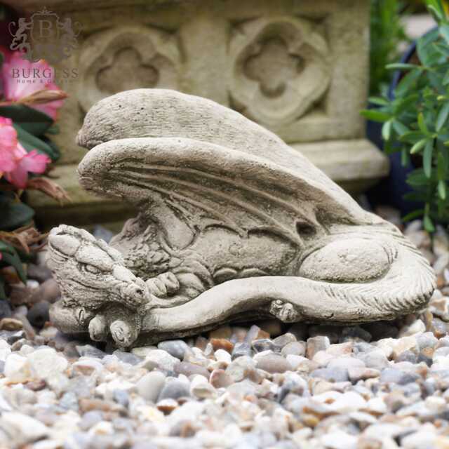 Winged Dragon Statue - Stone Mythical Animal Concrete Garden Outdoor ...
