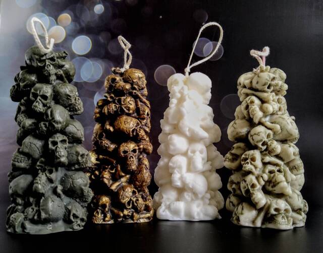 Skull Pile Candle Tower, Halloween Candle, Decoration, 100% Natural Wax ...