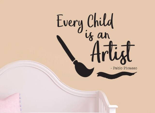 Every Child Is An Artist - Pablo Picasso Quote Vinyl Sticker Wall Art ...