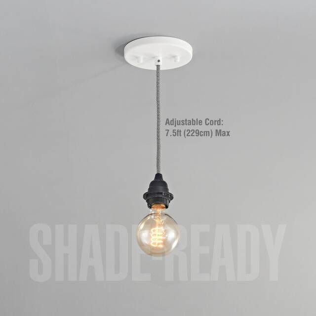 Shade-Ready Pendant Light Kit - Black White Zigzag Fabric Cord ...