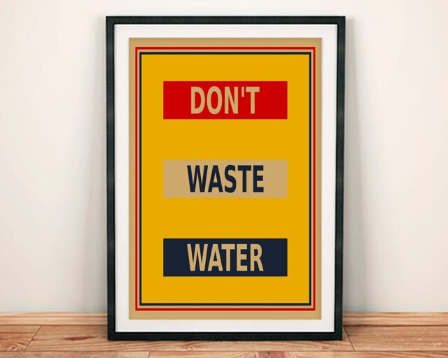 Don't Waste Water Print Vintage Saving Bathroom Or Kitchen Poster by ...