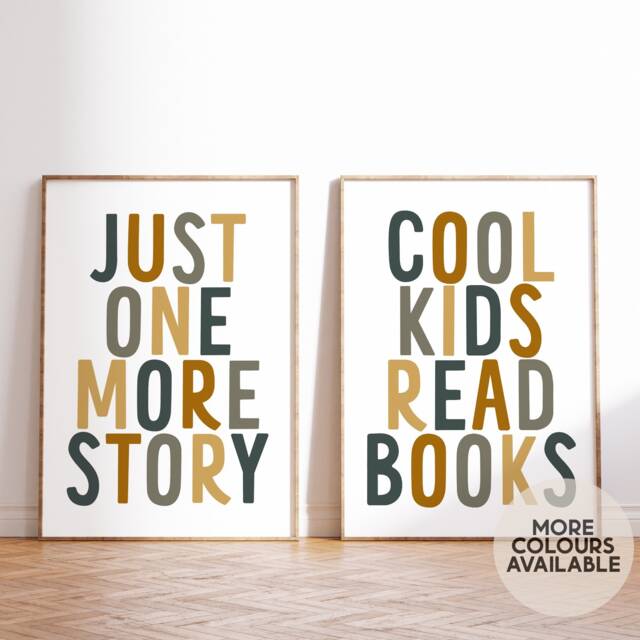 Reading Corner Print Set -- Cool Kids Read Books, Just One More Story ...