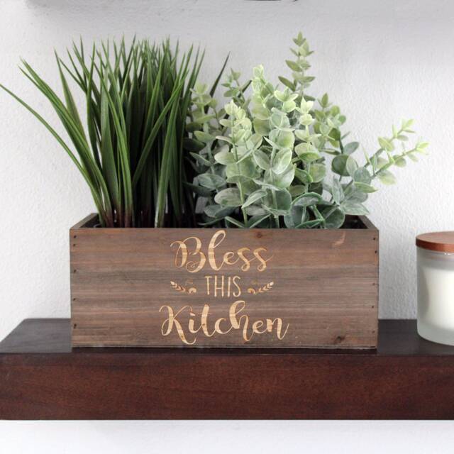 Bless This Home, Personalized Planter Box, Custom Wood Indoor Planter ...