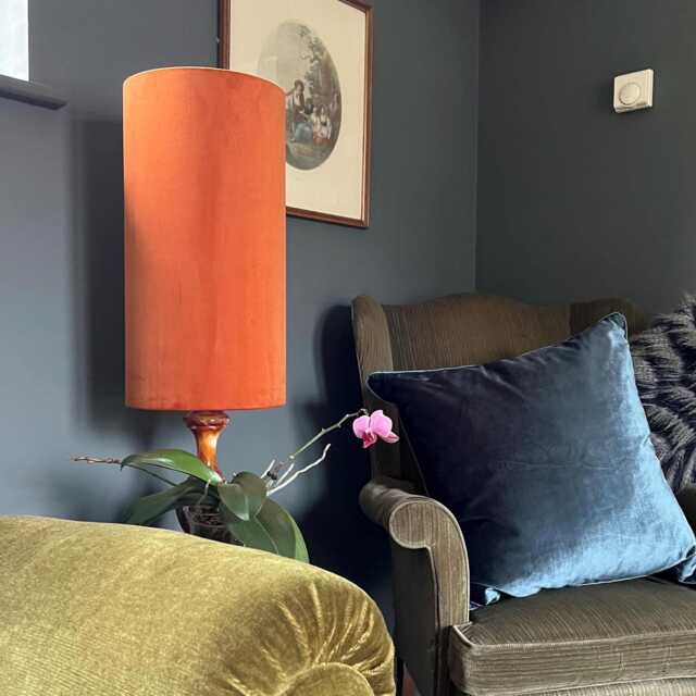 Burnt Orange Velvet Cylinder Lampshade, Extra Tall Lampshade Plain ...
