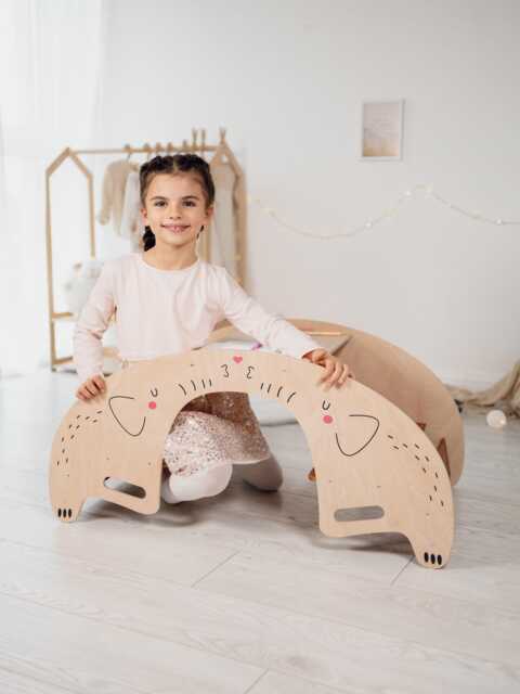 Kids Wood Table & Chair Set With Personalization, Wooden Seesaw Table, Unique Indoor Arch Rocker ...