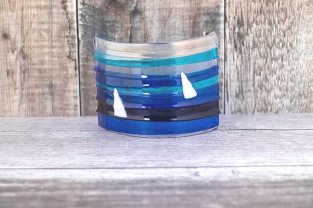 Sailing Boat & Ocean Wave Fused Glass Arch Boating Picture. Nautical ...