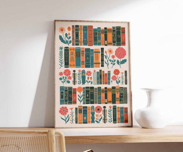 Vintage Library Poster, Book Art, Reading Lovers Gift, Antique Wall ...