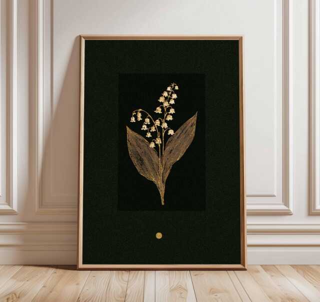 Retro Lily Of The Valley Poster, Vintage Floral Wall Art, Botanical ...
