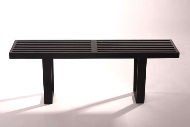 Handmade Ultra-Matte Black Oak Slat Bench Mid-Century Modern Entryway Bench by Etsy | ufurnish.com