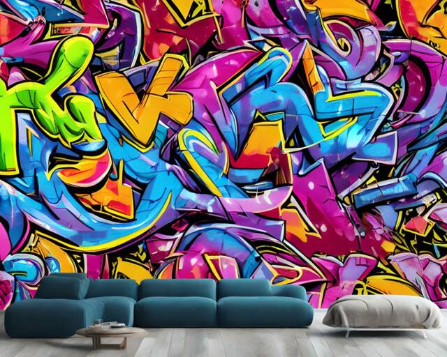 Colorful Graffiti Paint Splatter Fragments Ai Gift Art Print Photomural ...