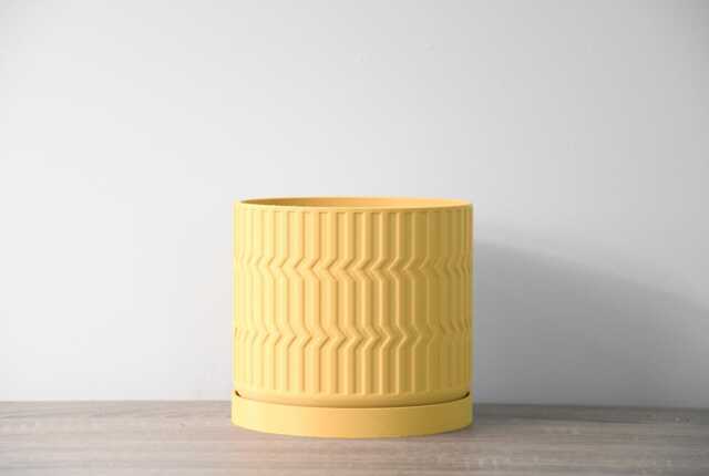 "Mabel Planter With Drainage & Saucer in Yellow, Boho 3D-Printed Plant ...