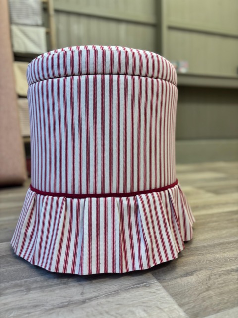 Ticking Round Storage Footstool Dressing Table Stool Handmade With Skirt & Piping by Etsy ...