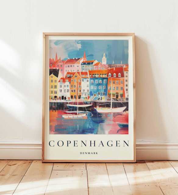 Copenhagen Travel Poster Colorful Denmark City Art Print by Etsy ...