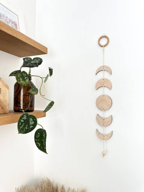 Moon Phases Wall Decor Art, Wooden Phase Hanging, Lunar Phases, Nature ...