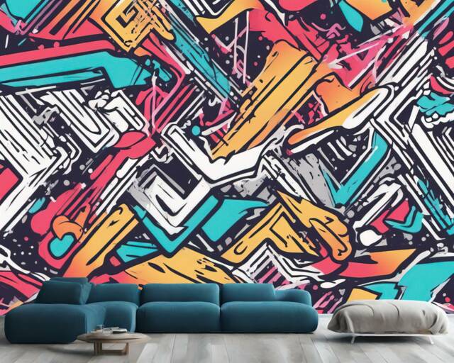 Colorful Graffiti Paint Splatter Fragments Ai Gift Art Print Photomural ...