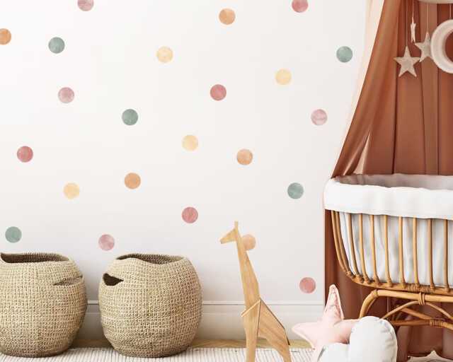 Boho Polka Dot Wall Stickers, Bohemian Nursery Decals, Neutral Kids ...