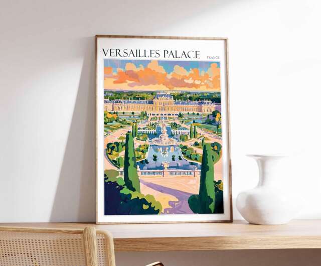 Versailles Palace Travel Poster French Baroque Art Print by Etsy ...