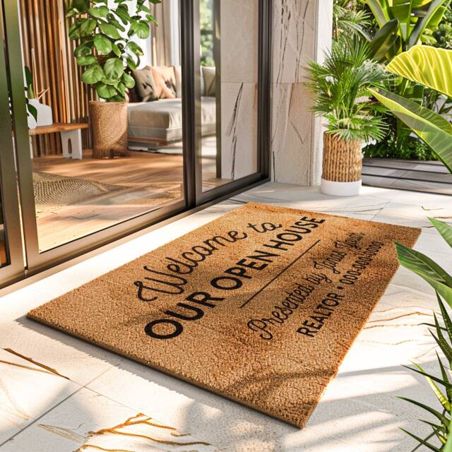 Welcome To Our Open House - Presented By Realtor Doormat Selling Front ...