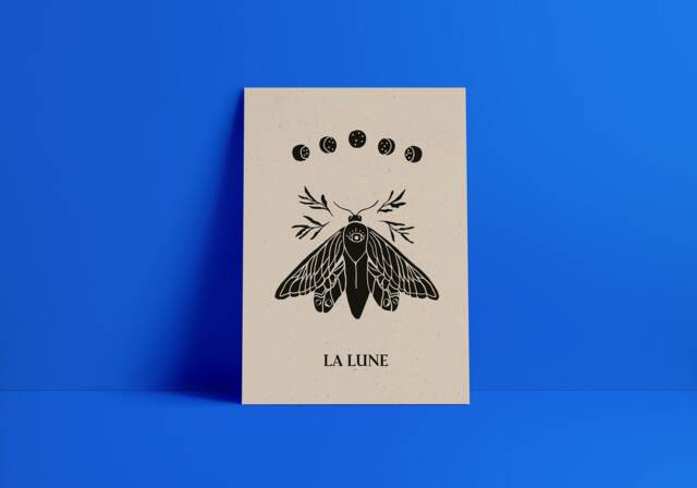 The Moon Screenprint - Illustration Of A Moth & Lunar Star by Etsy ...