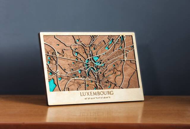 Luxembourg Street Wood Map, 3D City Map Gift, Cutouts, Wood Decor ...