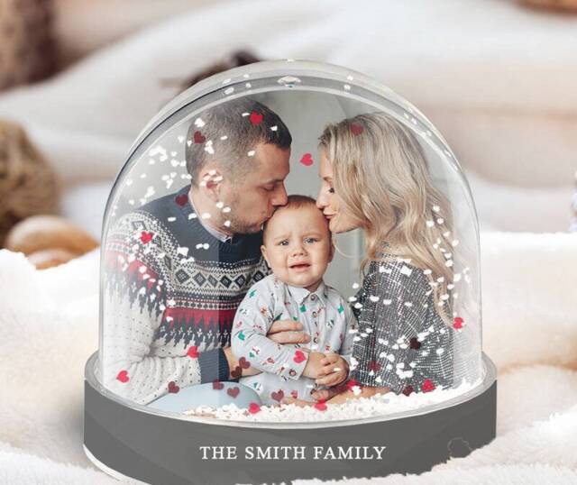 Personalised Snow Globe Glitter Frame, Custom Photograph Family Photos ...