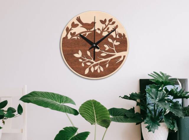Bird Wall Clock, Bird Wood Clock, Wood Clock, Modern Clock, Kitchen ...