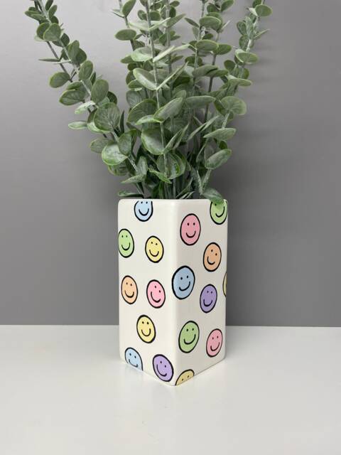 Smiley Face Hand Painted Pastel Coloured Ceramic Vase by Etsy ...