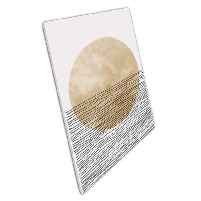 Minimalist Golden Circle Canvas Art Abstract Neutral Wavy Lines Print ...