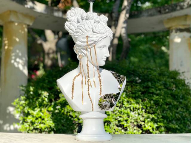 Venus Aphrodite Sculpture, Mirrored Mosaics, Greek Goddess Woman Modern ...