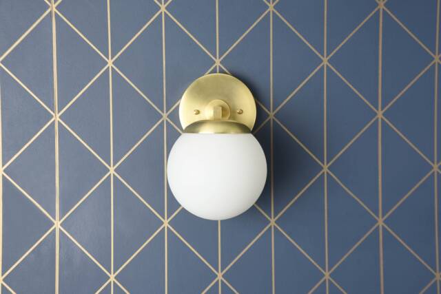 Matte Frosted Glass Globe Bathroom Vanity Light - Single Fixture Brass ...