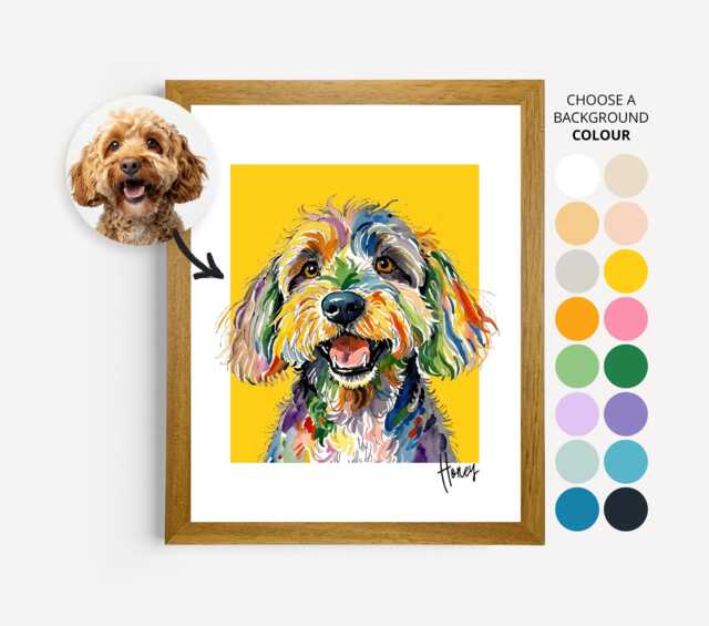 Custom Dog Portrait, Colourful Pet Illustration, Personalised Portrait ...