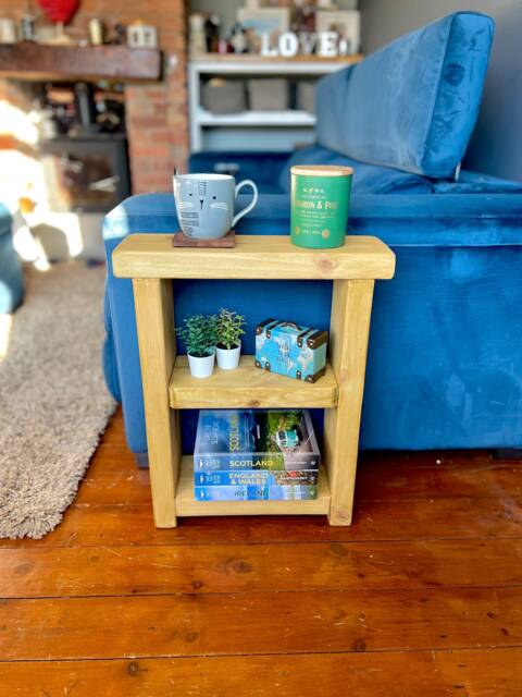 Solid Wood End Table Narrow Side Table Rustic End Wooden Sofa Chunky ...