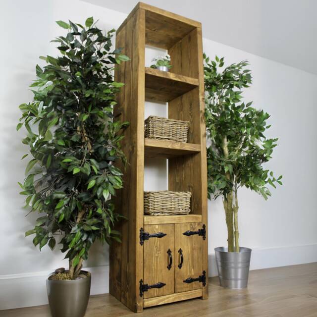 Solid Wood Rustic Pine Buckland Shelving Unit, Bookcase, Storage ...