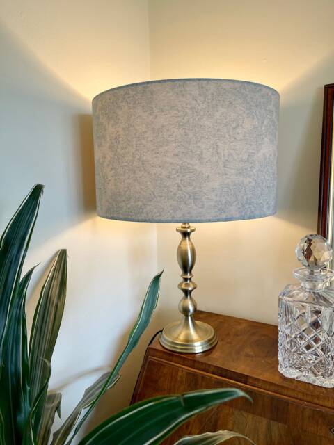 Toile De Jouy Zen in Blue Lampshades By Berry & Grouse - Drum Oval ...