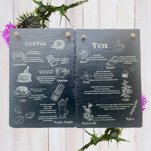 Engraved Slate Tea & Coffee Sign Rustic Kitchen Decor by Etsy ...