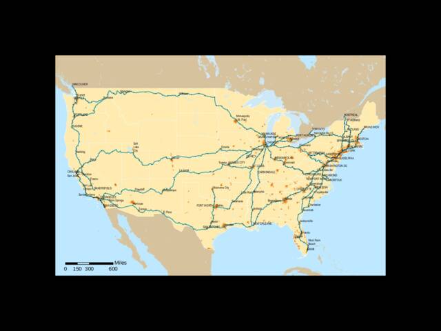U.s. United States National Passenger Rail Network Map Railroad System ...
