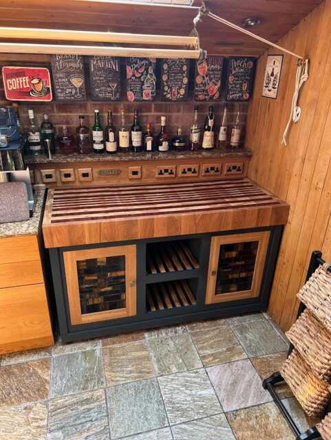 stunning Kitchen Island With 150mm Thick Oak & Redwood Butcher Block ...