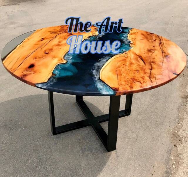 "Round Epoxy Table, Dining, Sofa, Center, Meting Table Top Live Edge ...